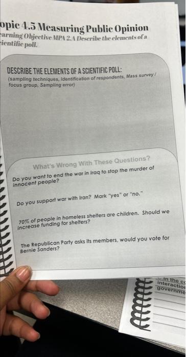 opic 4.5 Measuring Public Opinion arning Ohjective | Chegg.com