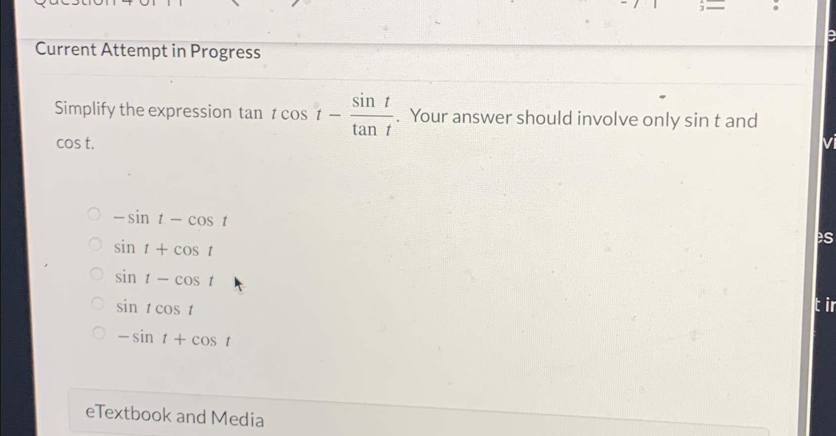 Solved Current Attempt in ProgressSimplify the expression | Chegg.com