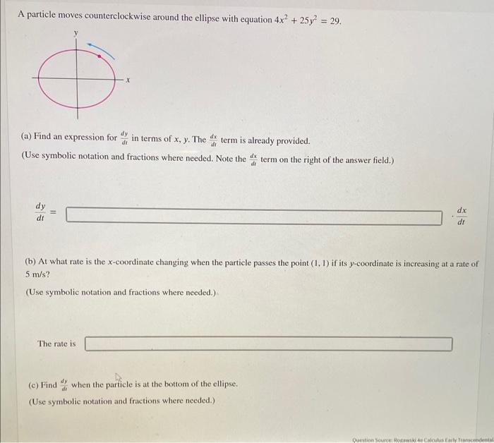 A particle moves counterclockwise around the ellipse | Chegg.com