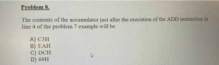 Solved Problem 8. The contents of the accumulator just after | Chegg.com