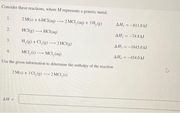 Solved Consider these reactions, where M represents a | Chegg.com
