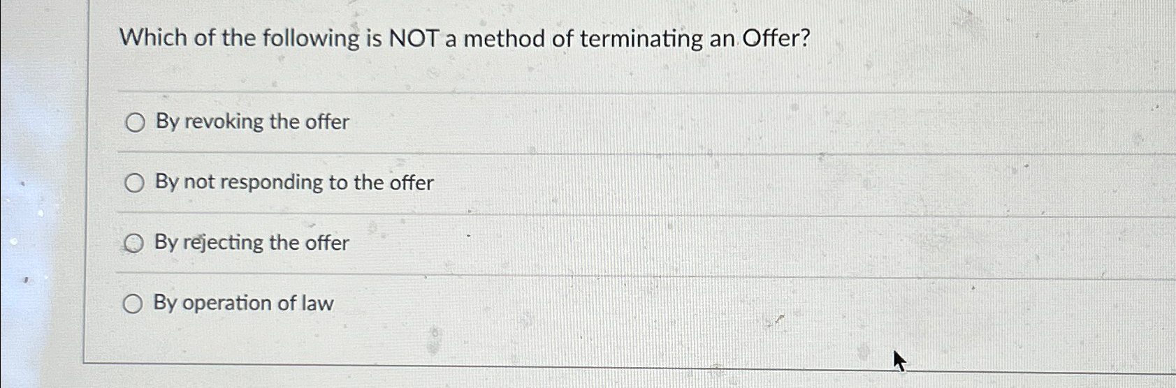 Solved Which of the following is NOT a method of terminating | Chegg.com