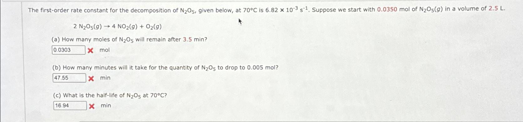 Solved The first-order rate constant for the decomposition | Chegg.com
