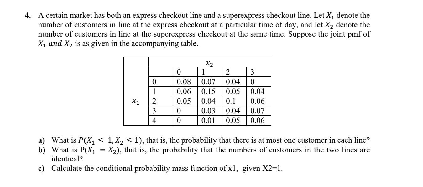 Solved A certain market has both an express checkout line | Chegg.com