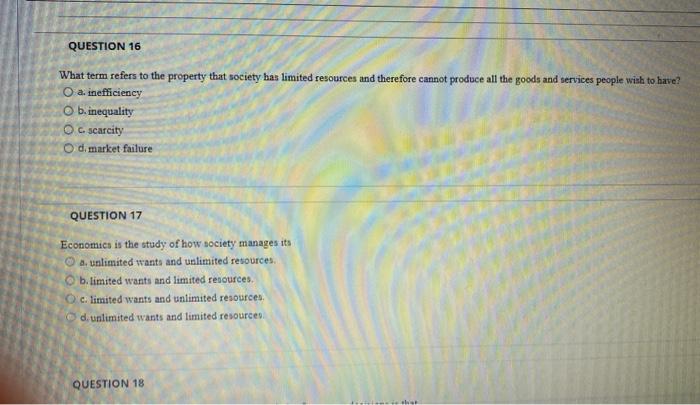 Solved QUESTION 16 What Term Refers To The Property That Chegg