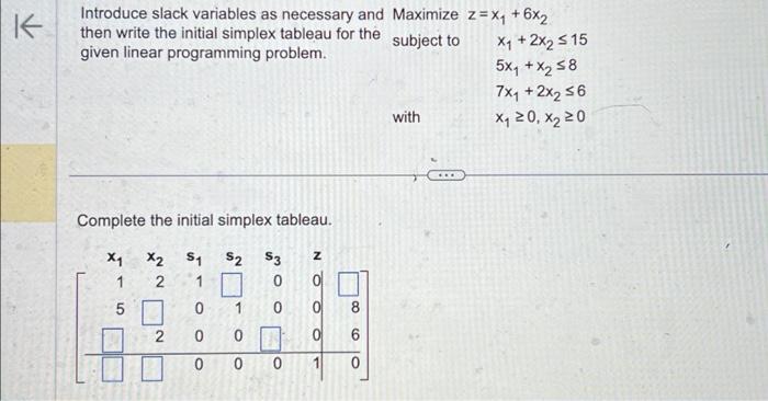 Solved Introduce slack variables as necessary and Maximize | Chegg.com