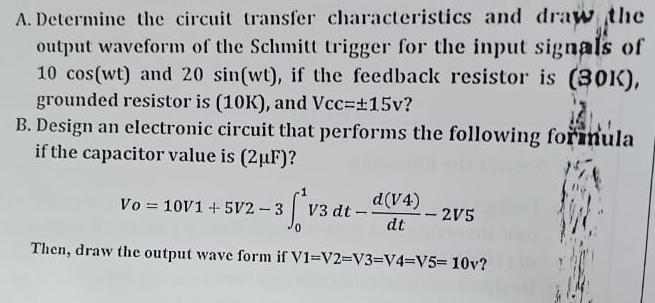 Solved A. ﻿Determine the circuit transfer characteristics | Chegg.com