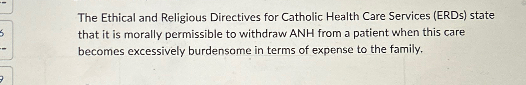 Solved The Ethical and Religious Directives for Catholic | Chegg.com