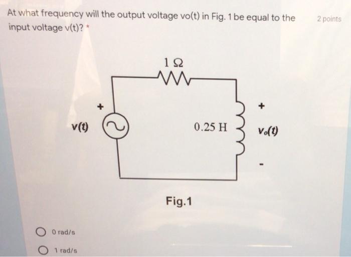 Solved At what frequency will the output voltage vo(t) in | Chegg.com