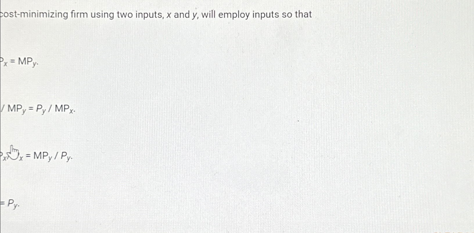 Solved Cost Minimizing Firm Using Two Inputs X ﻿and Y