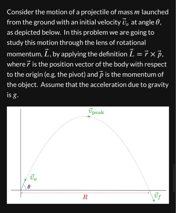 Solved Consider the motion of a projectile of mass m | Chegg.com