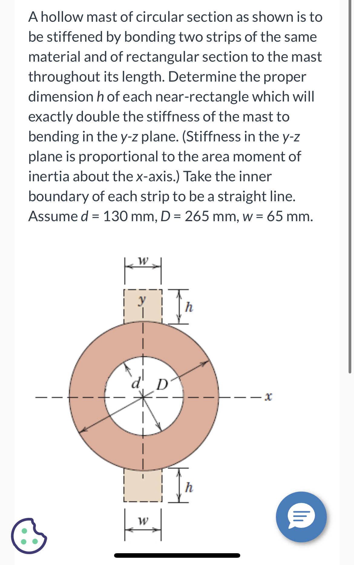 Solved A hollow mast of circular section as shown is to be | Chegg.com