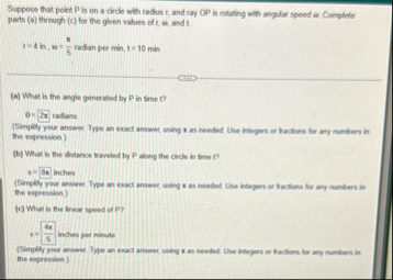 Solved Suppose that point P is on a circle with radius r , | Chegg.com