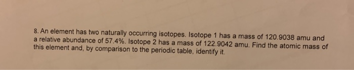 Solved 8. An element has two naturally occurring isotopes. | Chegg.com