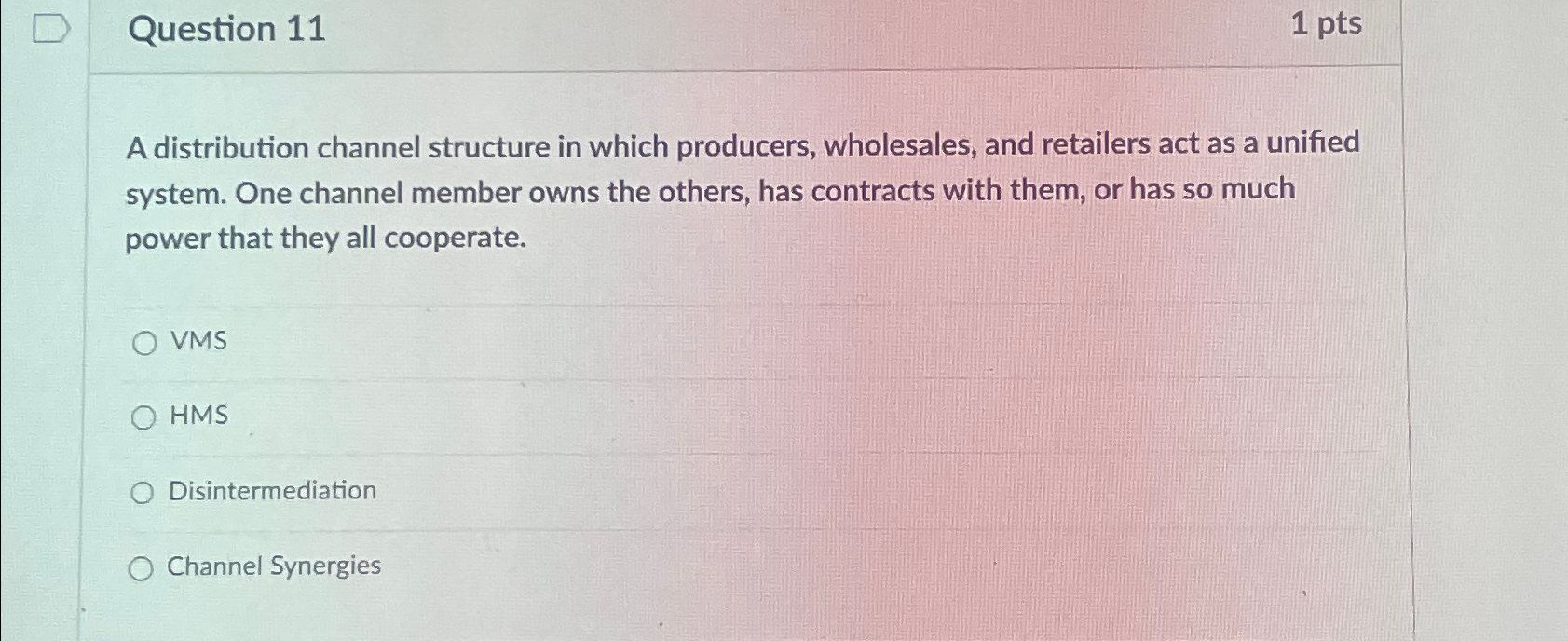 Solved Question 111 ﻿ptsA distribution channel structure in | Chegg.com