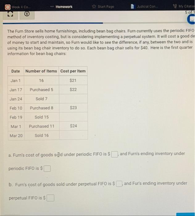 Solved The Furn Store sells home furnishings, including bean | Chegg.com