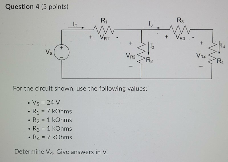 Solved Question 1 (5 points) + IT VR1 VR3 R1 •R₃ - + Vs + L. | Chegg.com