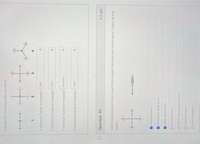 Solved Consider the following molecules below. Is molecule 1 | Chegg.com