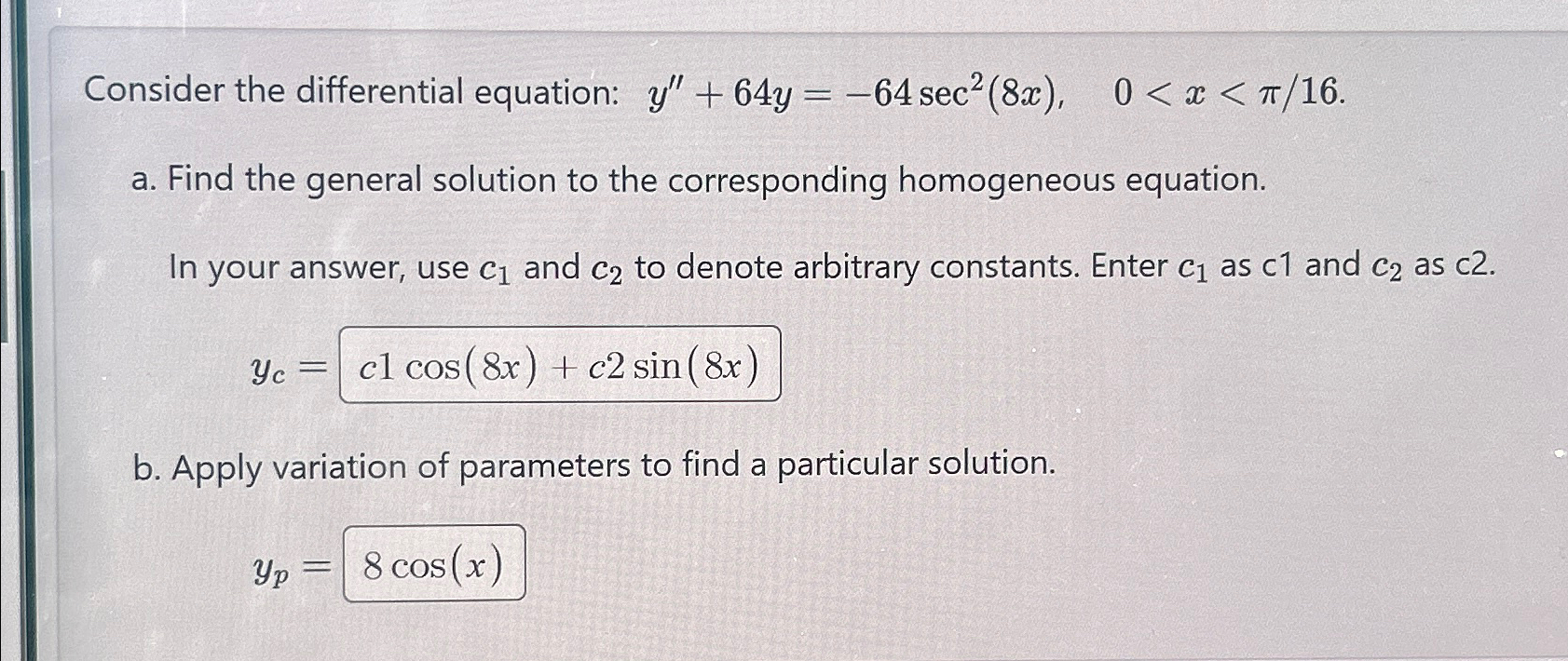 Solved Consider the differential equation: | Chegg.com