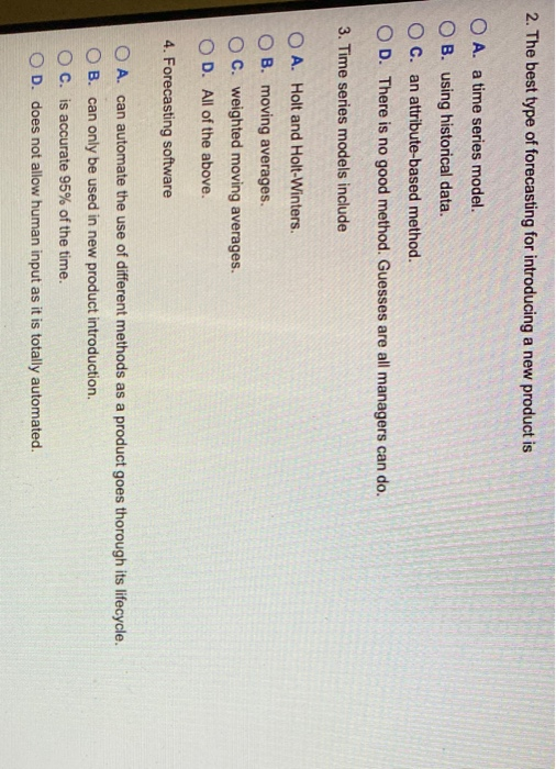 Solved Picking the Right Forecasting Technique Source: Eight | Chegg.com