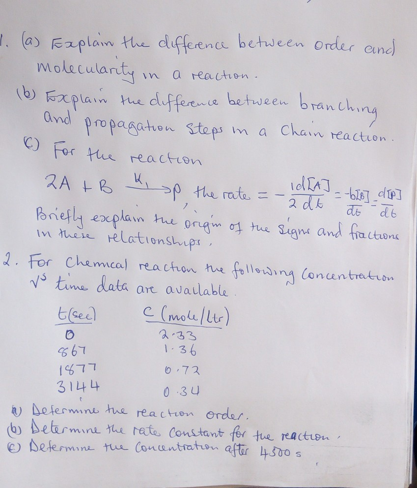 Solved in reaction. 1. (a) Explain the difference between | Chegg.com