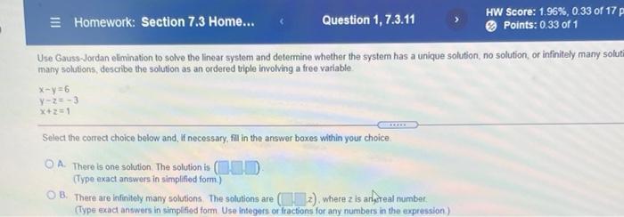 Solved Homework Section 7 3 Home Question 1 7 3 11 Hw