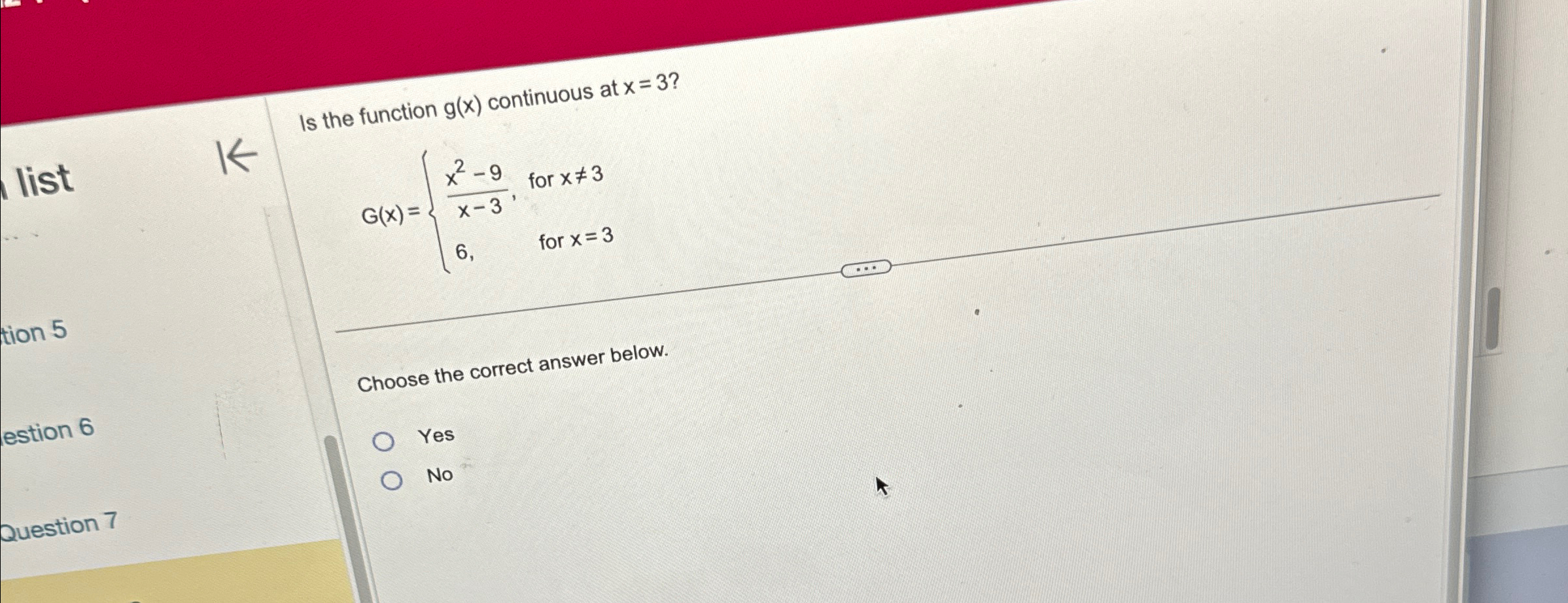 Solved listIs the function g(x) ﻿continuous at | Chegg.com