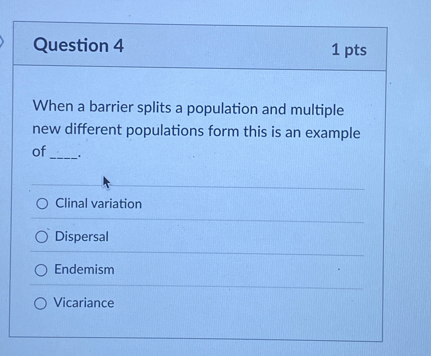 Solved Question 4When a barrier splits a population and | Chegg.com