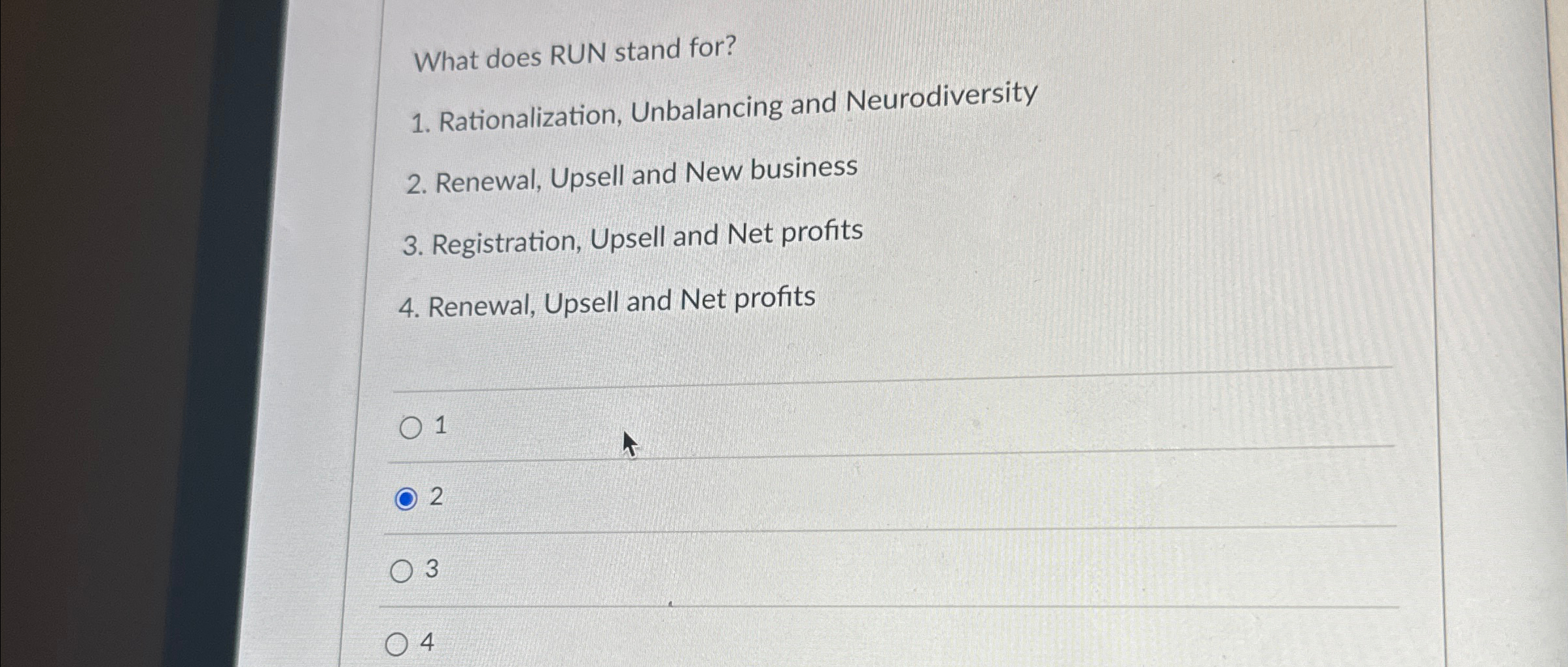 Solved What does RUN stand for?Rationalization, Unbalancing | Chegg.com