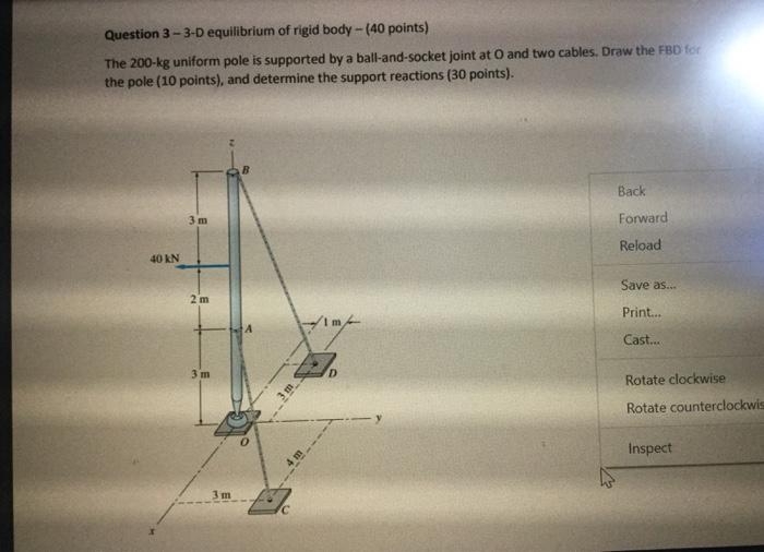 Solved cion 1 - 3D Particle Equilibrium - (30 points) Draw | Chegg.com