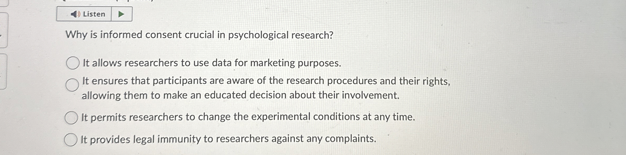 Solved ListenWhy is informed consent crucial in | Chegg.com