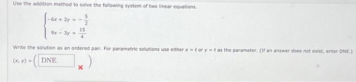 Solved Use the addition method to solve the following system | Chegg.com