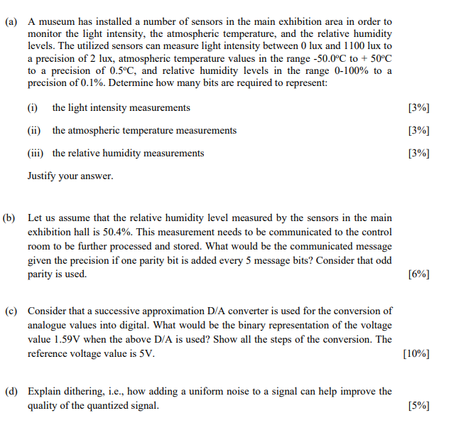 Solved (a) ﻿A museum has installed a number of sensors in | Chegg.com