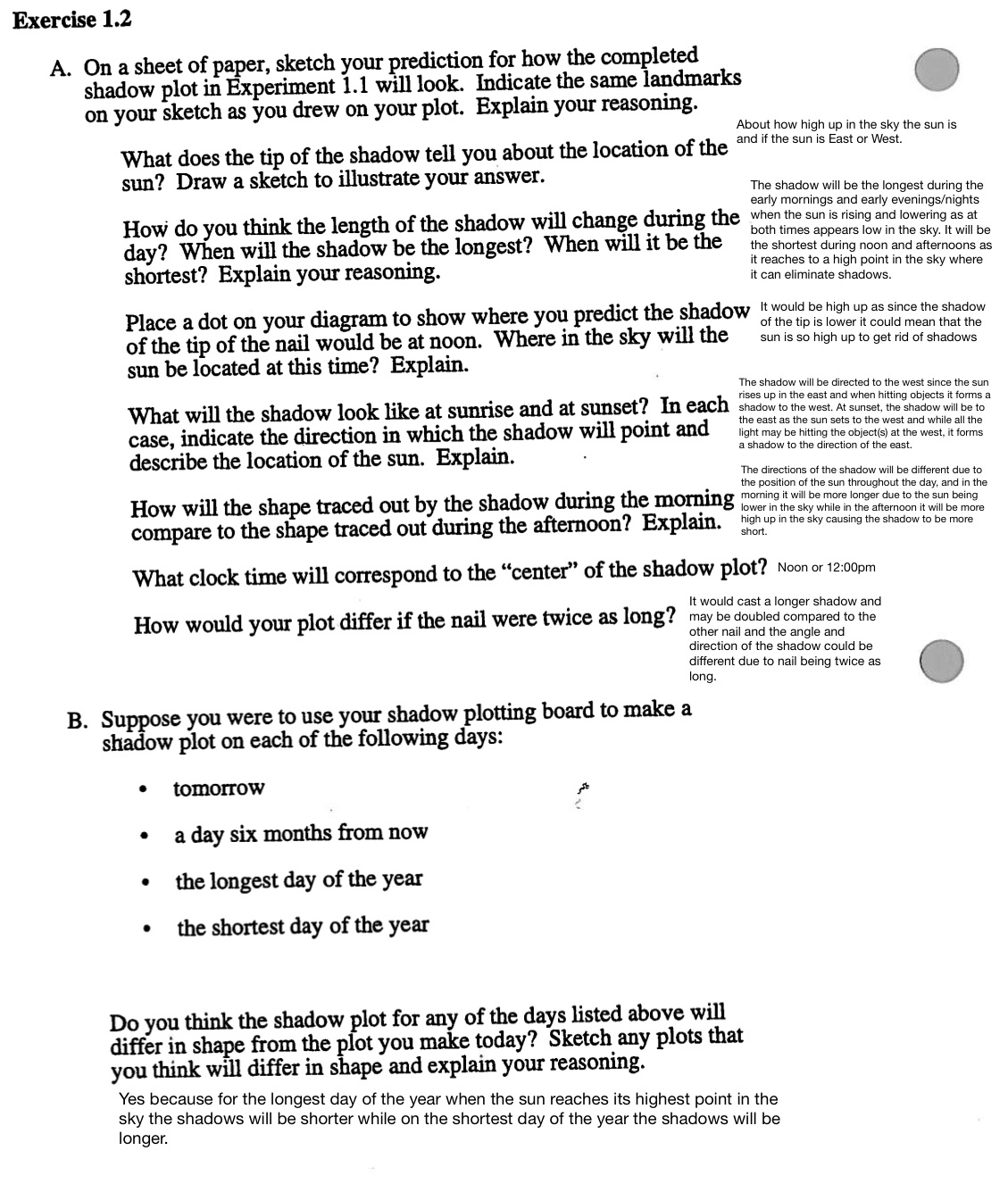 Solved There's this exercise in my workbook about the sun | Chegg.com