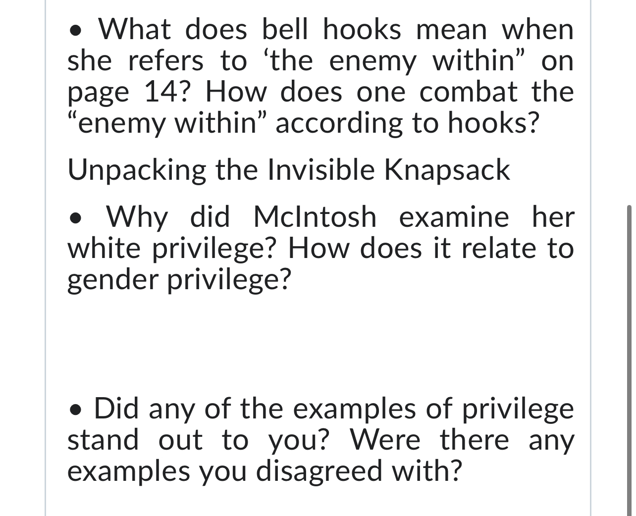 Solved What does bell hooks mean when she refers to 'the | Chegg.com