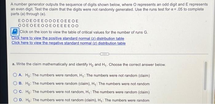 Solved A number generator outputs the sequence of digits | Chegg.com