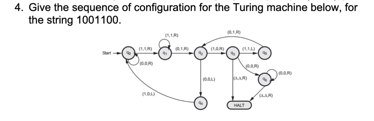 Solved Give the sequence of configuration for the Turing | Chegg.com