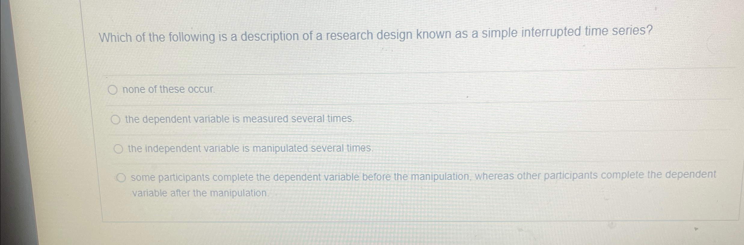 Solved Which of the following is a description of a research | Chegg.com