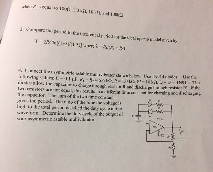 Solved Astable Multivibrator 1. Connect the symmetric | Chegg.com