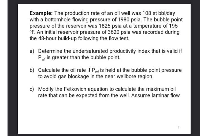 Solved Example: The production rate of an oil well was 108st | Chegg.com