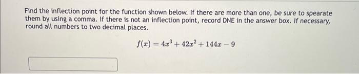 Solved Find the inflection point for the function shown | Chegg.com