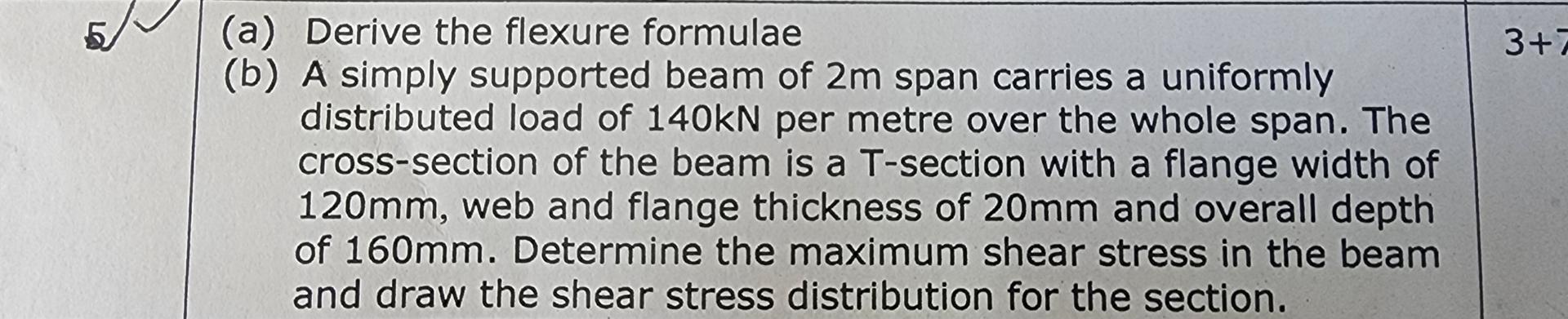 Solved (a) ﻿Derive the flexure formulae(b) ﻿A simply | Chegg.com