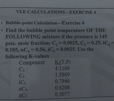 Solved VLE CALCULATIONS - ﻿EXERCISE 4Bubble-point | Chegg.com