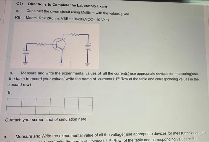 Solved Q1) Directions to Complete the Laboratory Exam a. | Chegg.com