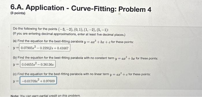 Solved need asap!!! 6.A. Application - Curve-Fitting: | Chegg.com