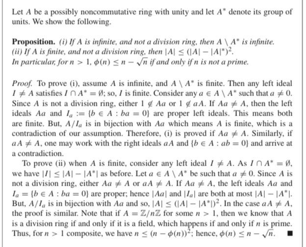Solved Let A be a possibly noncommutative ring with unity | Chegg.com
