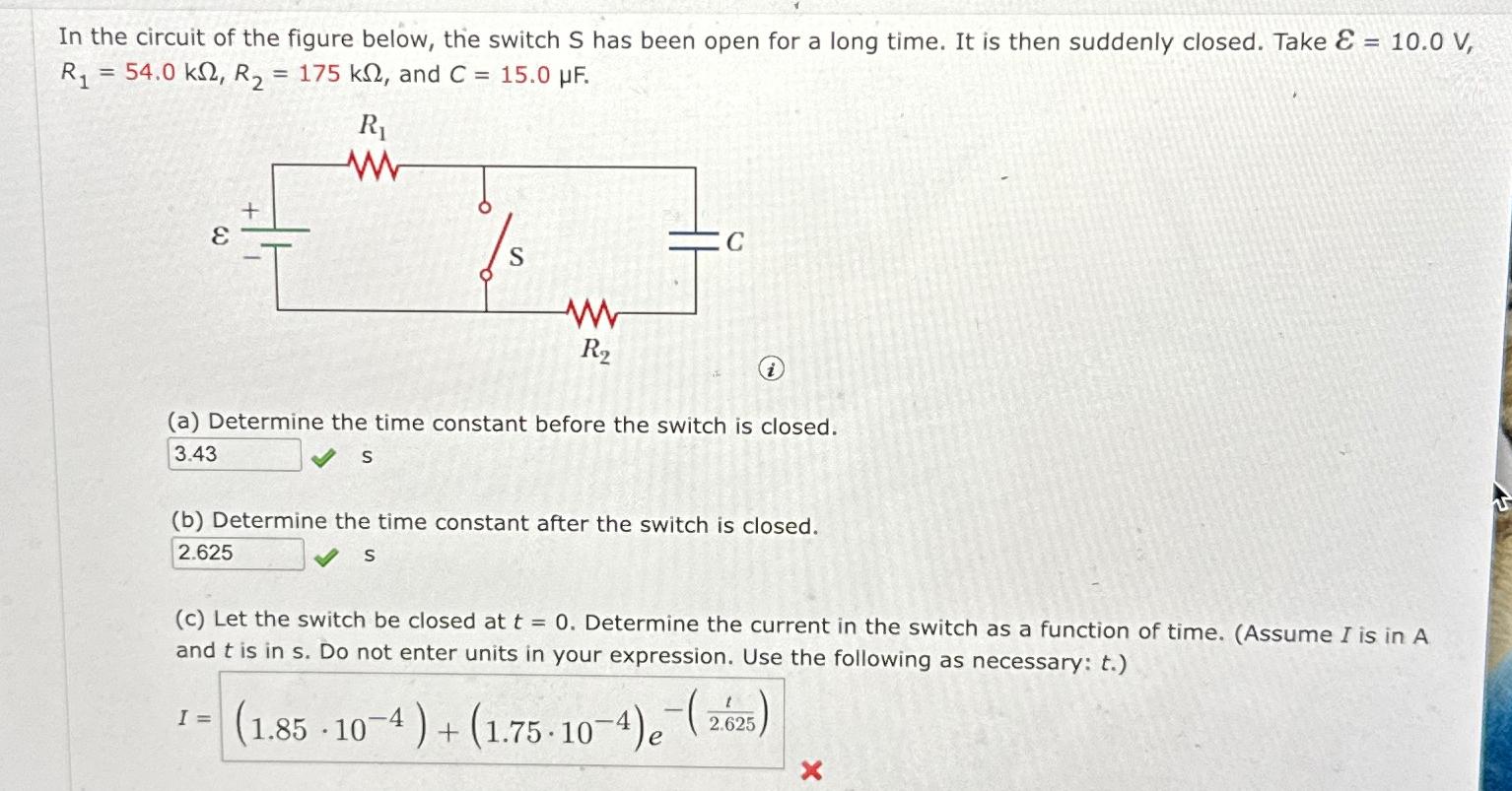 Solved In the circuit of the figure below, the switch S ﻿has | Chegg.com