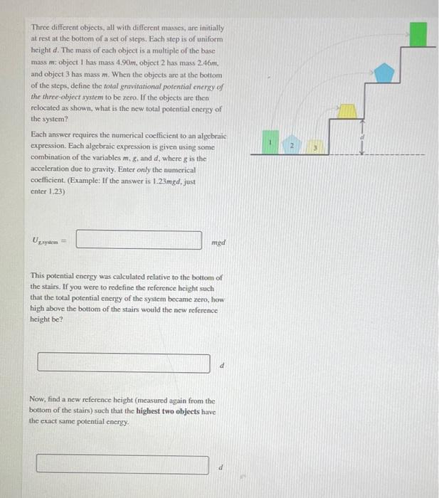 Solved Three different objects, all with different masses, | Chegg.com