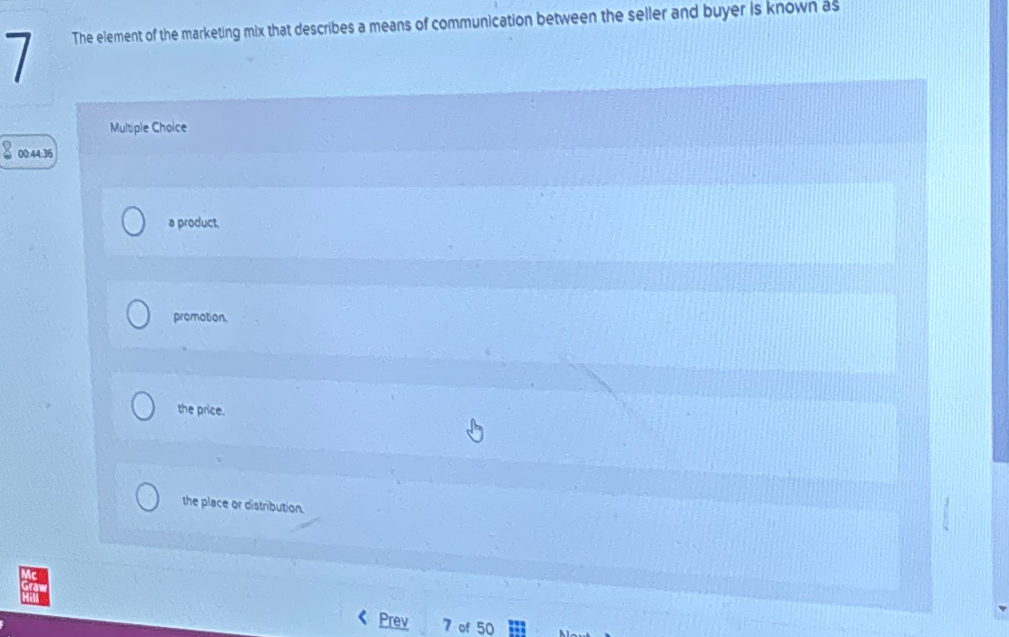 Solved The element of the marketing mix that describes a | Chegg.com