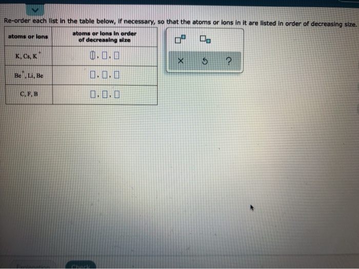 Solved Re-order each list in the table below, if necessary, | Chegg.com